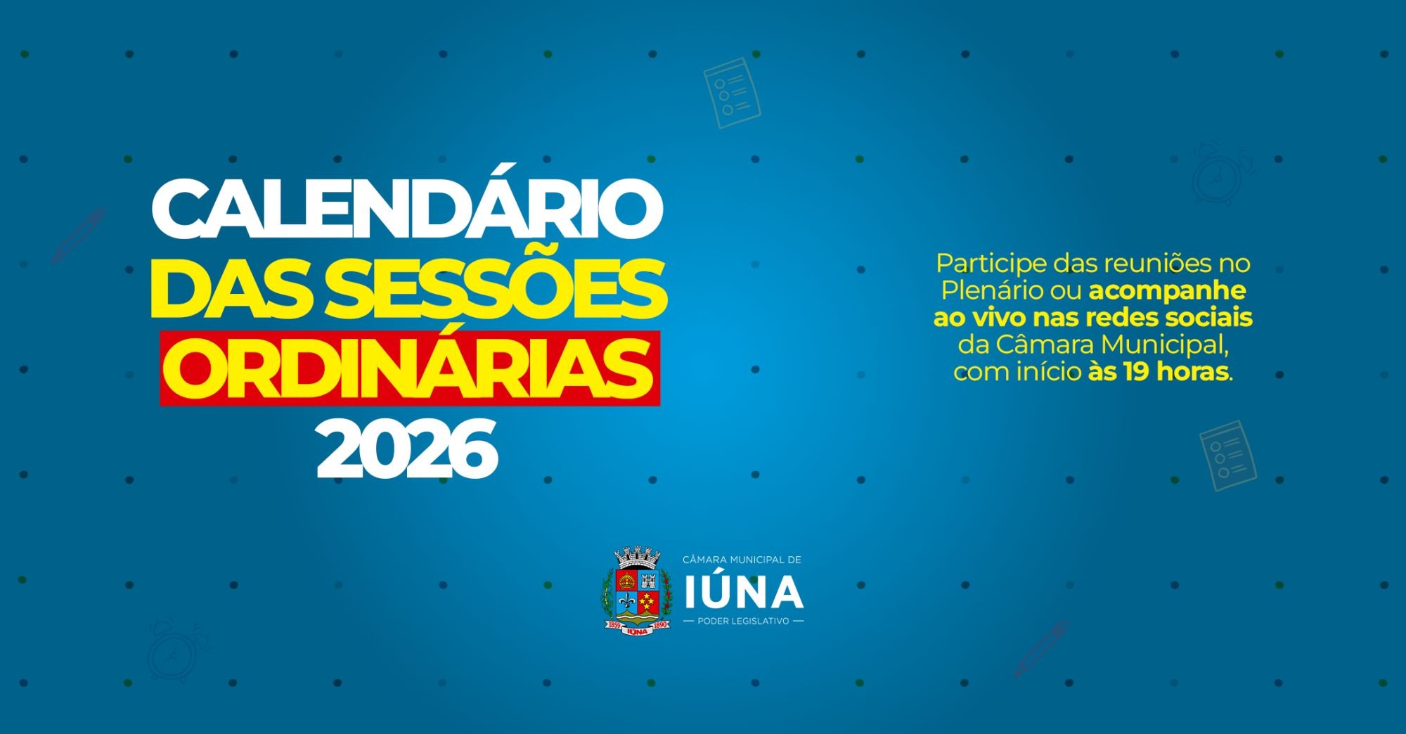 Câmara de Iúna divulga calendário de Sessões Ordinárias para 2026